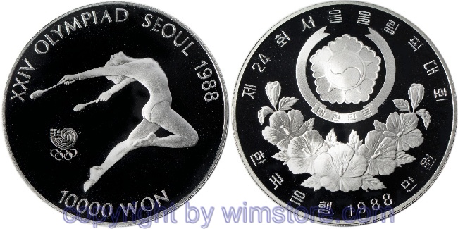 Südkorea, 10000 Won 1988, XXIV. Sommer Olympiade 1988 in Seoul - Rhytmische Sportgymnastik, KM ...