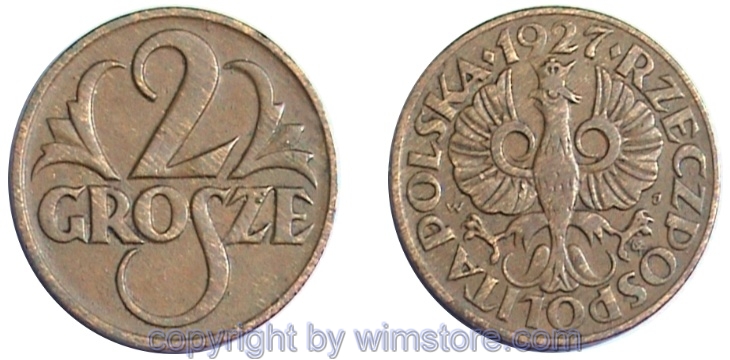 Polen, 2 Grosze 1925 - 1939, Y 9a, Bronze - Numismatik & Schmuck Walkner
