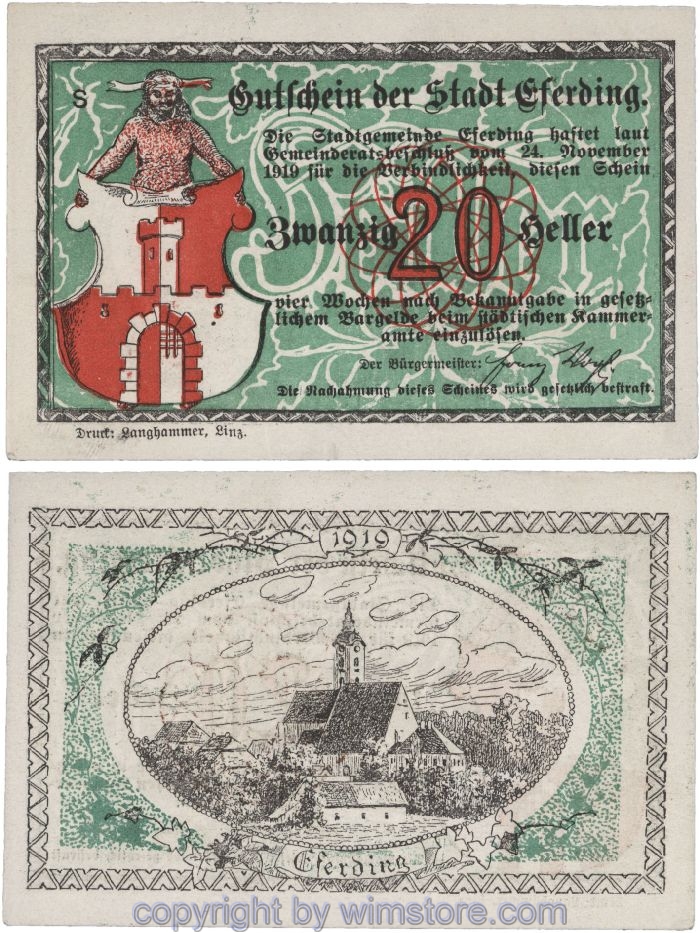 Eferding, G0152I20c, 20 Heller, S; 1- - Numismatik & Schmuck Walkner