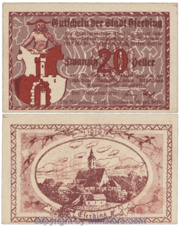 Eferding, G0152III20fA, 20 Heller, Abart; 1- - Numismatik & Schmuck Walkner