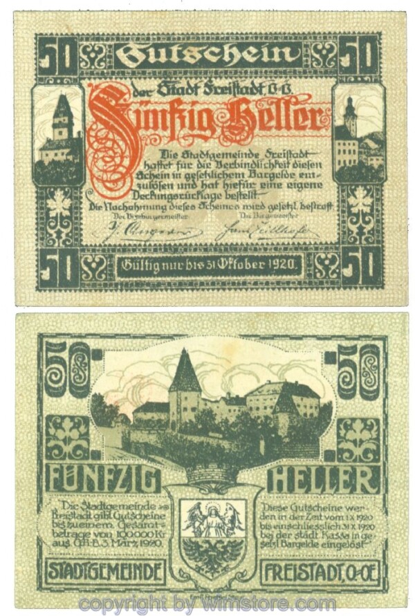 Freistadt, J00212a, 50 Heller; I- - Numismatik & Schmuck Walkner