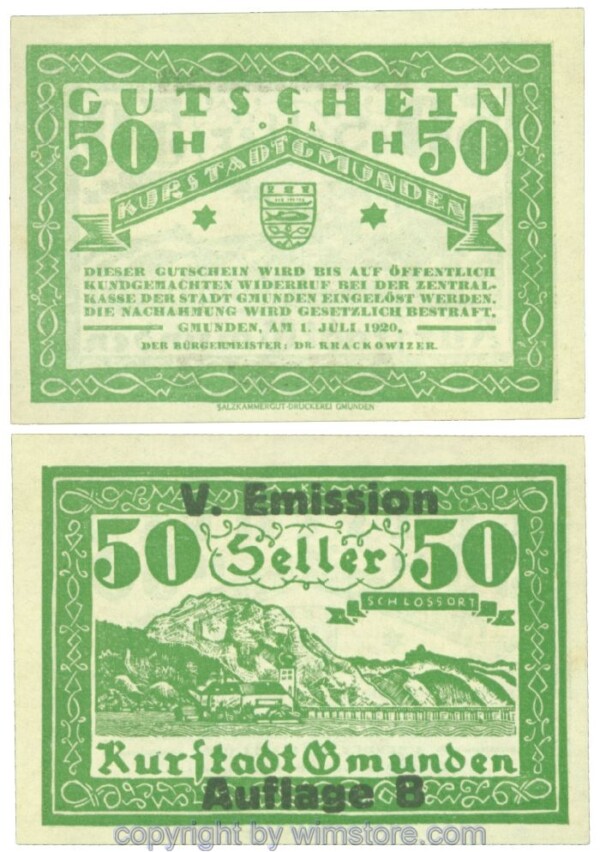 Gmunden, J00240SIf, 50 Heller; 1 - Numismatik & Schmuck Walkner