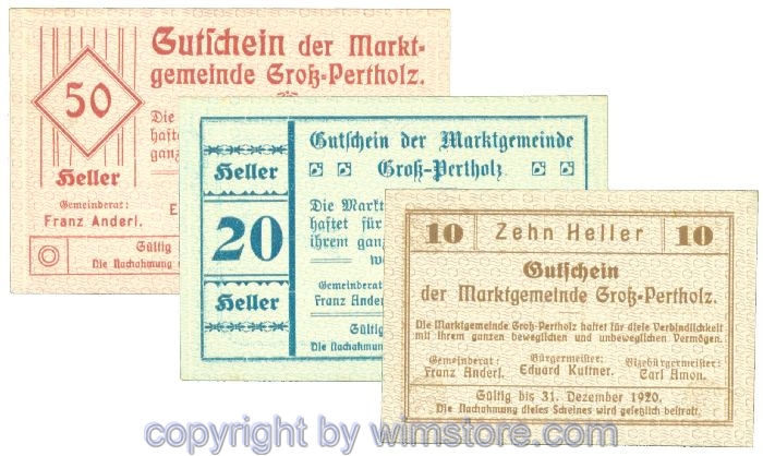 Gross-Pertholz, J00295IIIb, Serie 10, 20, 50 Heller; 1 - Numismatik & Schmuck Walkner