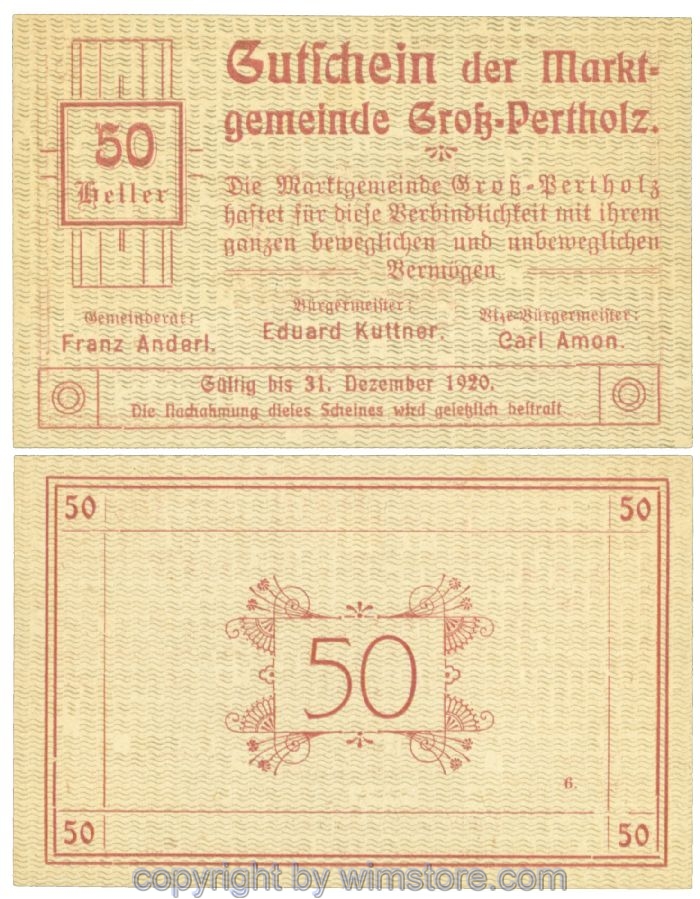 Gross-Pertholz, J00295IIId, 50 Heller; 1 - Numismatik & Schmuck Walkner