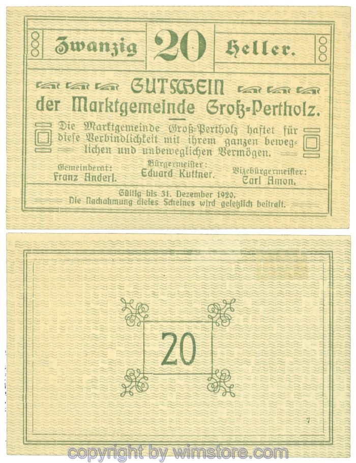 Gross-Pertholz, J00295IIIe, 20 Heller; 1 - Numismatik & Schmuck Walkner