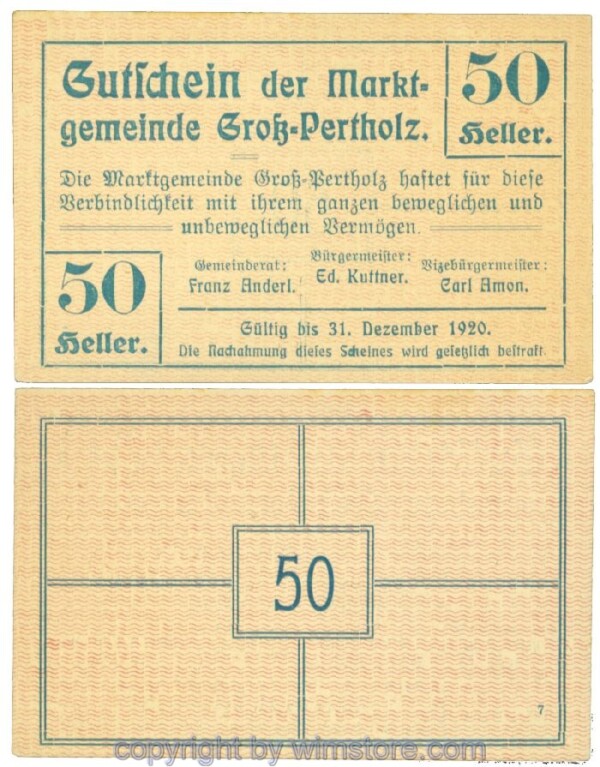 Gross-Pertholz, J00295IIIe, 50 Heller; 1 - Numismatik & Schmuck Walkner