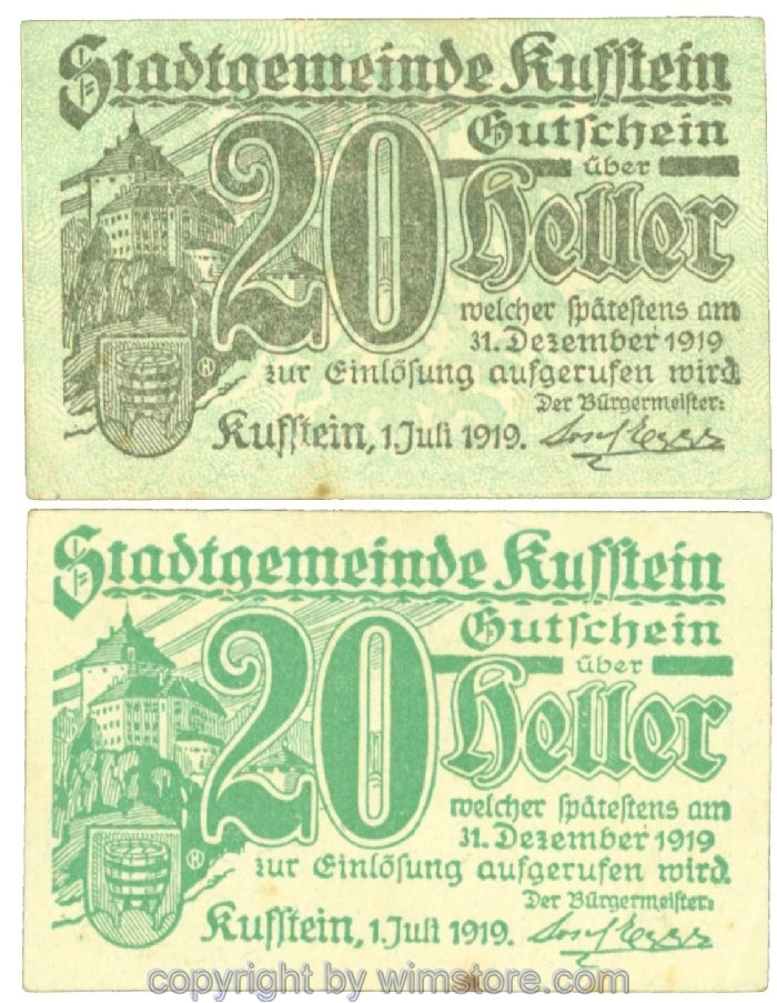 Kufstein, J00491a/b, 20 Heller; 1-, fleckig - Numismatik & Schmuck Walkner
