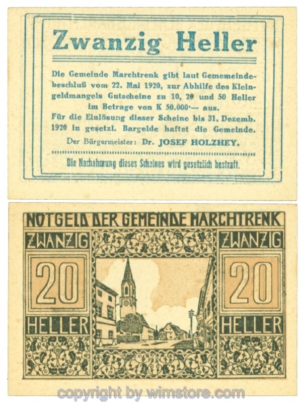 Marchtrenk, J00581a, 20 Heller; 1 - Numismatik & Schmuck Walkner