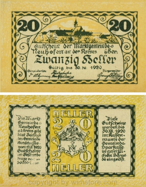 Neuhofen a.d. Krems, G0648a, 20 Heller; 1 - Numismatik & Schmuck Walkner